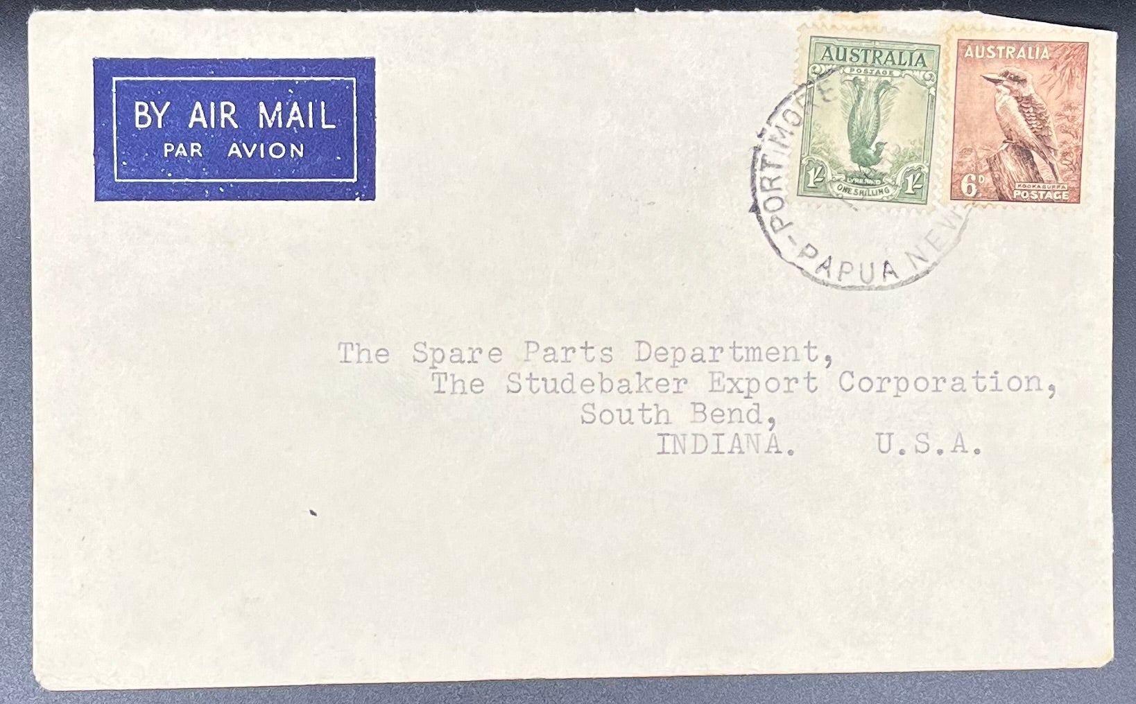Air Mail - Australian stamps used in PNG, Port Moresby to Indiana, USA ...